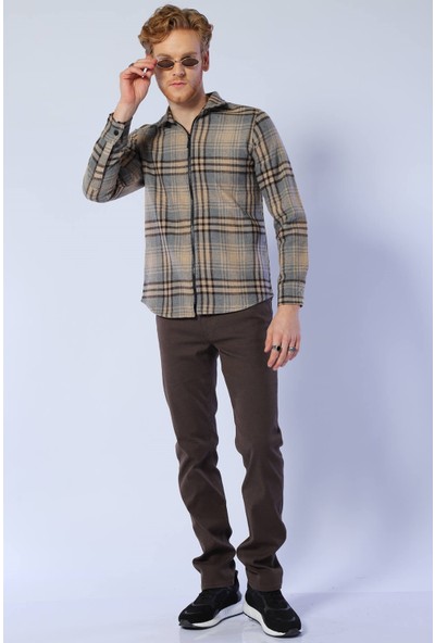 4over4 Erkek Slim Fit Normal Bel Pantolon New Milano 628-GAB A.kahve