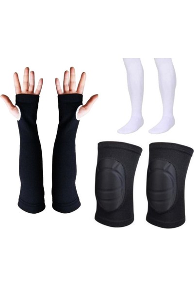 Voleybol Dizliği Set 6 Parça Dizlik Kolluk ve Uzun Çoraplı