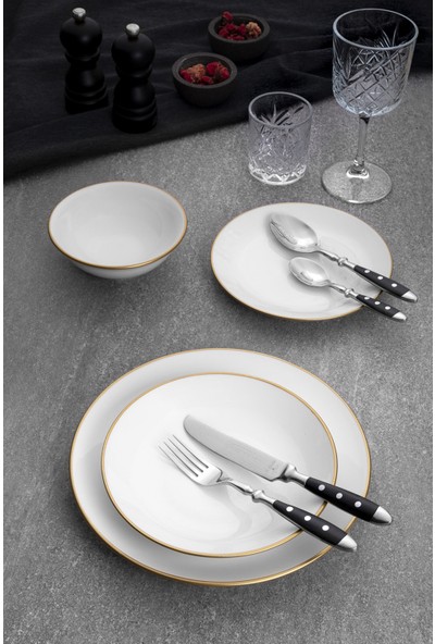 Aryıldız White Bakır 24 Parça Yemek Takımı