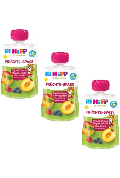 Hipp Organik Orman Meyveli Şeftalili Elma Püresi 90 gr 3 Adet