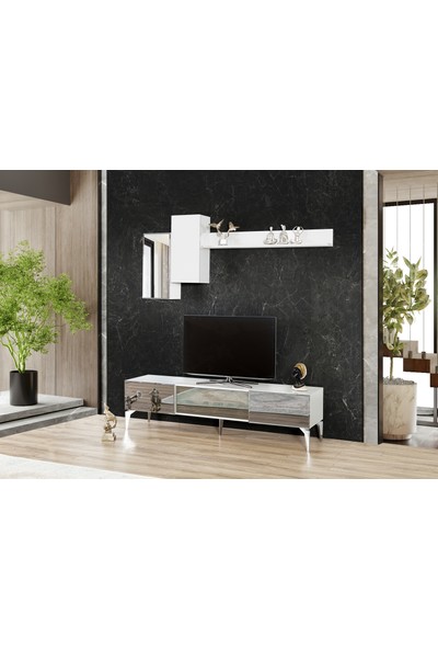 Ensi Home Şömineli Tv Ünitesi Beyaz