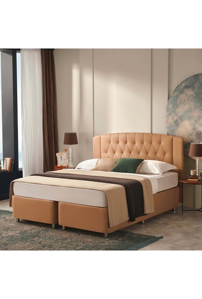 Yataş Bedding Siesta Başlık Bliss Baza Set 150 x 200 cm - Sütlü Kahve