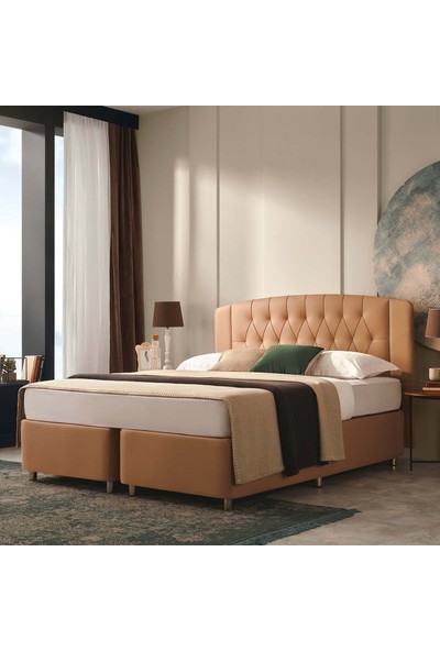 Yataş Bedding Siesta Başlık Bliss Baza Set 200 x 200 cm - Sütlü Kahve