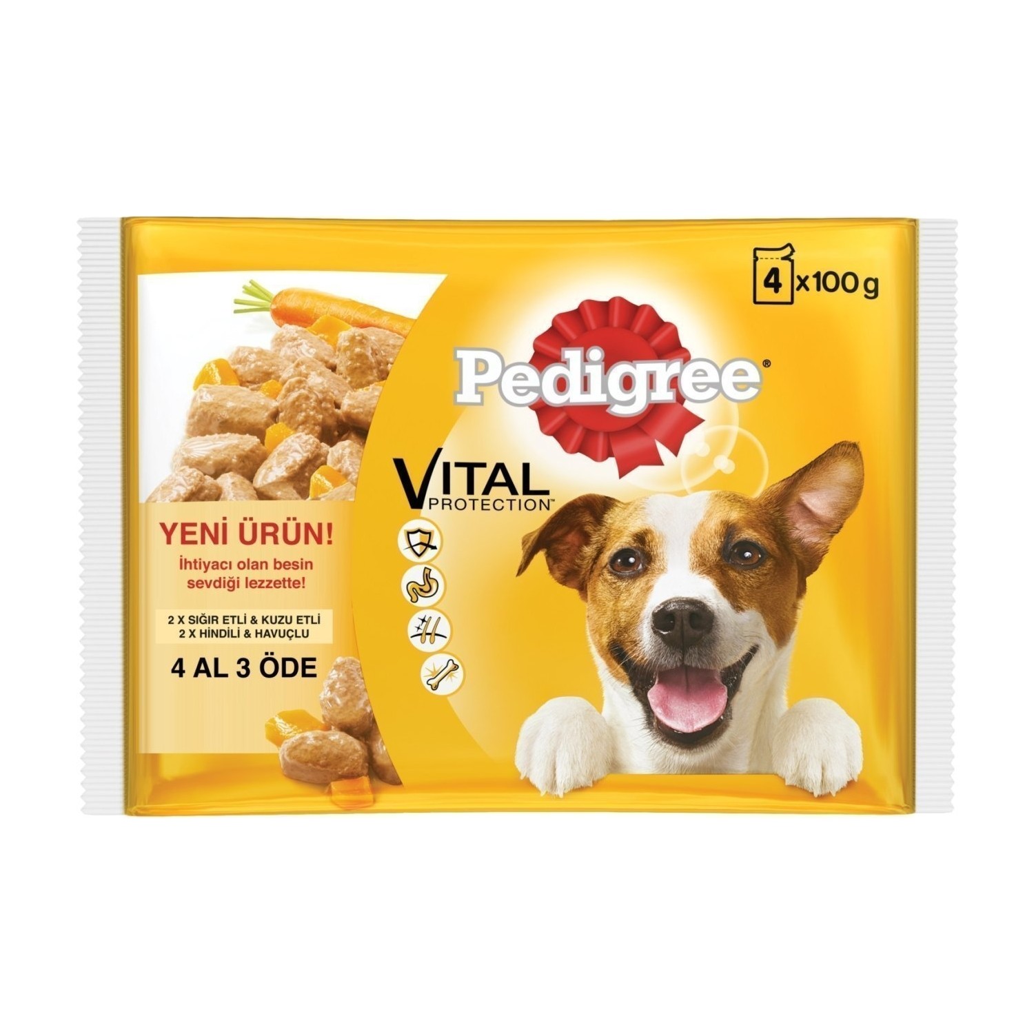 Pedigree Multipack Biftek&kuzu - Hindi&havuç Pouch 4 x 100 Fiyatı