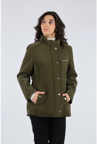 Ekol Dik Yaka Kapitone Haki Bayan Manto 21207723 Ekol Dik Yaka Kapitone Haki Bayan Manto 21207723