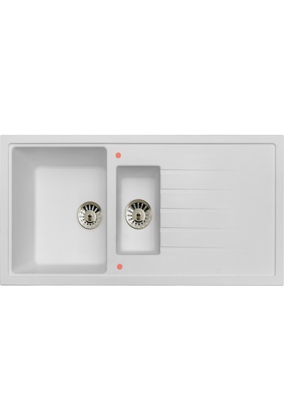 Vinox Beyaz 1,5 Göz Granit Eviye 50X100 cm VX-002 Vinox Beyaz 1,5 Göz Granit Eviye 50X100 cm VX-002