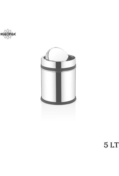Rulopak Döner Kapak Çöp Kovası Paslanmaz 5 Lt