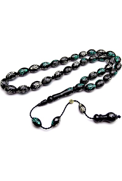 Tesbih Rüyası Mine ve Gümüş Işlemeli Kuka Tesbih Tesbih Rüyası Mine ve Gümüş Işlemeli Kuka Tesbih