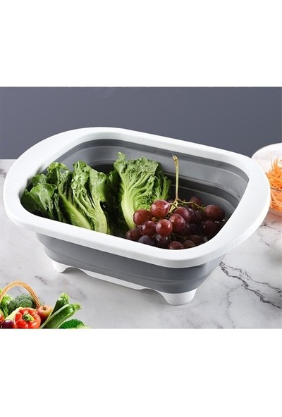 Marsoni Sebze Meyve Yıkama Sepeti Akordiyonlu Katlanır Kesme Tahtası