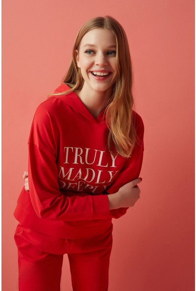 Penti Kırmızı In Love Hood Sweatshirt