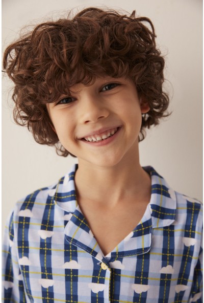 Penti Erkek Çocuk Cloud Check 2li Gömlek Pijama Takımı