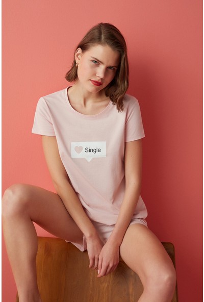 Penti Pembe Base Single Şort Pijama Takımı