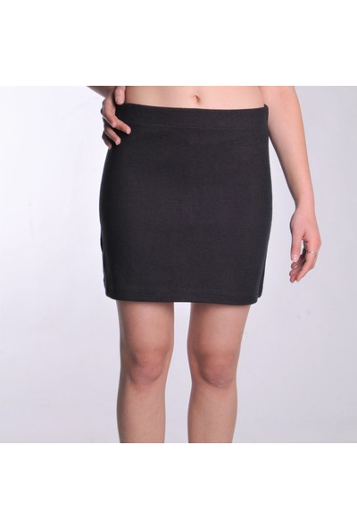 Feseme Raşel Kadın Kalem Etek Diz Üstü Esnek Tam Kalıp Kış Yüzlü Doku Örme Poly-Vıskon Siyah Bordo