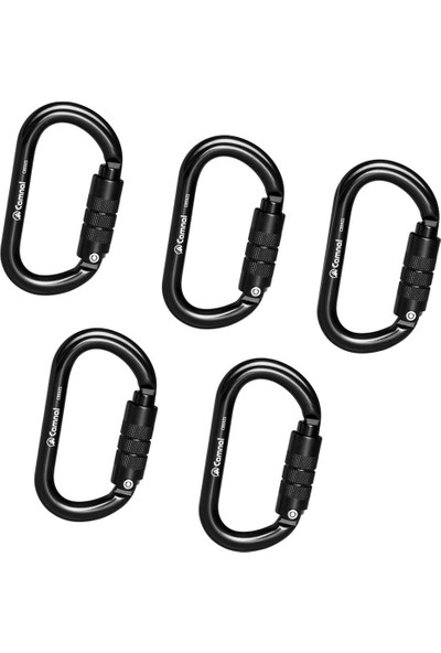 5 Adet Kaya Tırmanışı Karabina Alüminyum D Tipi Otomatik Kilitleme Kapısı Donanım 25KN Siyah