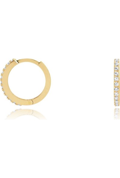 Diamond Line-Gülaylar Sarı Altın 14 Ayar Halka Küpe