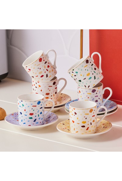 Karaca Terrazzo 6 Kişilik Kahve Fincan Takımı 80 ml