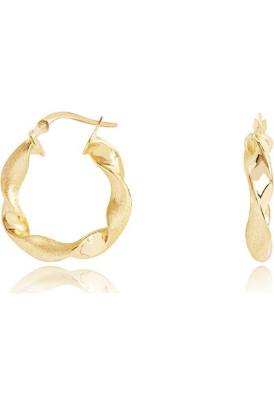 Diamond Line-Gülaylar Sarı Altın 14 Ayar Burgu Halka Küpe