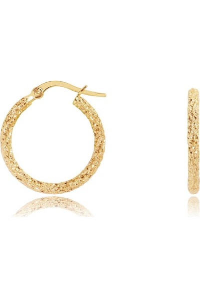 Diamond Line-Gülaylar Sarı Altın 14 Ayar Halka Küpe