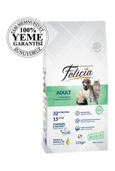 Felicia High Premium Tavuklu-Hamsili Yetişkin Kedi Maması 12 kg