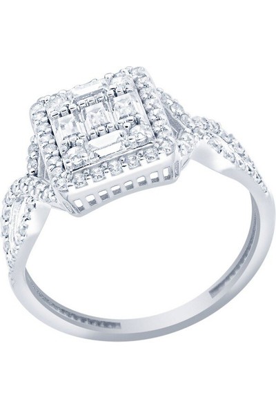 Diamond Line-Gülaylar Beyaz Altın 14 Ayar Baget Yüzük