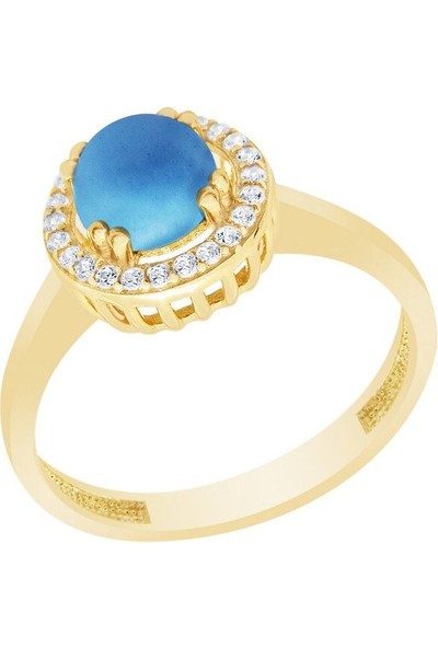 Diamond Line-Gülaylar Sarı Altın 14 Ayar Firuze Taş Yüzük Diamond Line-Gülaylar Sarı Altın 14 Ayar Firuze Taş Yüzük