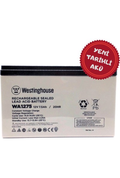 Westınghouse 12V 7.5AH Kuru Tip Akü Amerikan Menşeili