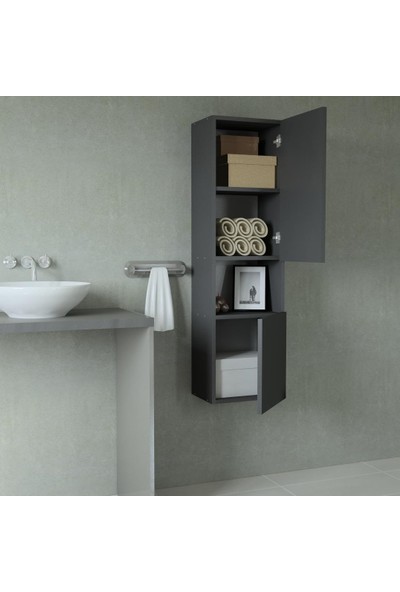 Mobilique Duvar Tipi Antrasit Banyo Dolabı Mobilique Duvar Tipi Antrasit Banyo Dolabı