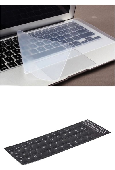Emre Bilişim 1 Adet Klavye Koruyucu 15,6 Inç 1 Adet Türkçe Q Klavye Sticker 2'si Bir Arada Set EB-7802