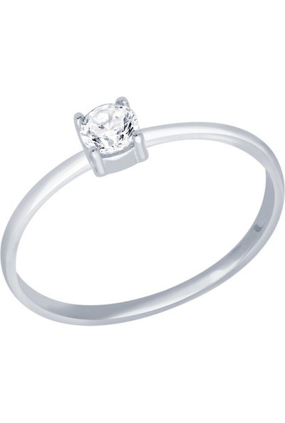 Diamond Line-Gülaylar Beyaz Altın 14 Ayar Baget Yüzük