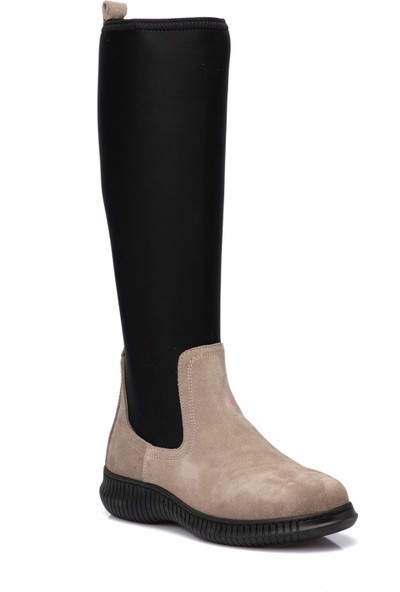 Tergan Vizon Süet Deri Kadın Çizme 65130A02