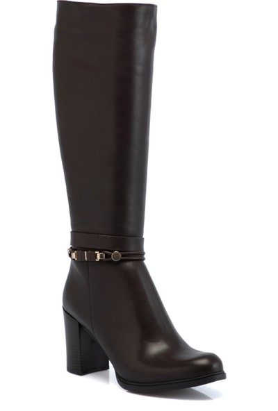 Tergan Kahverengi Deri Kadın Çizme 65152A24