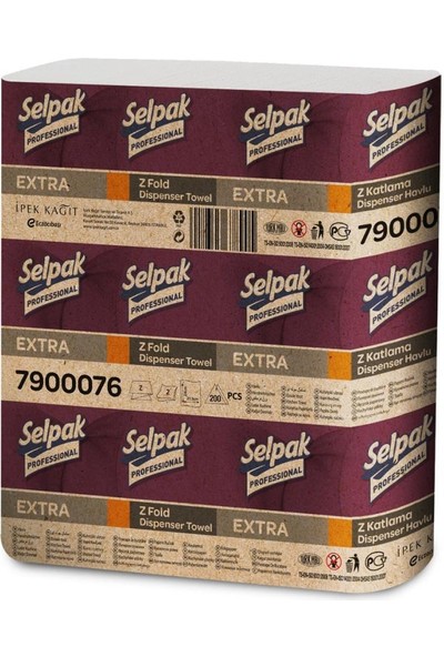 Selpak Professional Extra Z Katlı Dispenser Havlu 200 Yaprak x 12'li Selpak Professional Extra Z Katlı Dispenser Havlu 200 Yaprak x 12'li