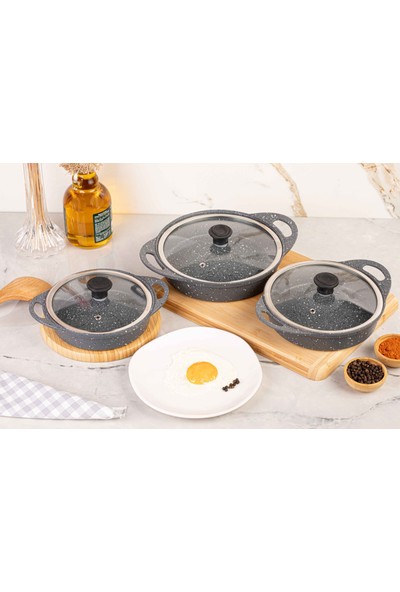 Lisa Döküm Granit 3'lü Sahan Set