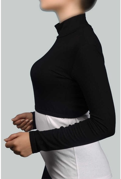 Al-Tobeh Uzun Kollu Yarım Body - Siyah Al-Tobeh