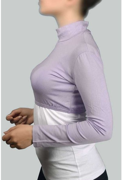 Al-Tobeh Uzun Kollu Yarım Body - Açık Lila Al-Tobeh