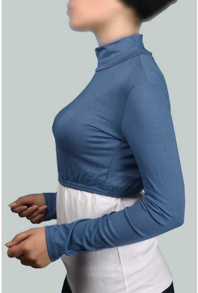 Al-Tobeh Uzun Kollu Yarım Body - Açık Kot Rengi Al-Tobeh