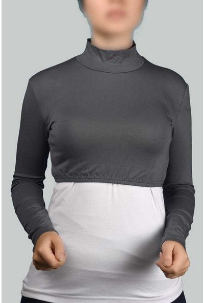 Al-Tobeh Uzun Kollu Yarım Body - Füme Al-Tobeh