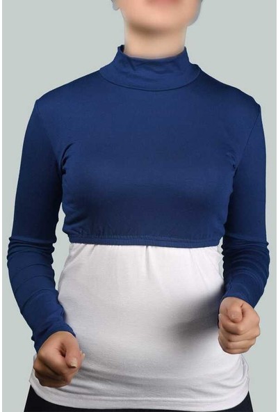 Al-Tobeh Uzun Kollu Yarım Body - Koyu Mavi Al-Tobeh