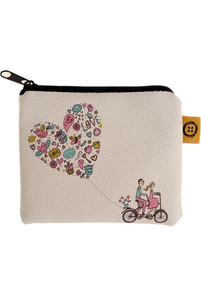 Afillix Concept Kt-Balonlu Kalp Tasarım Süet Bozuk Para Cüzdanı