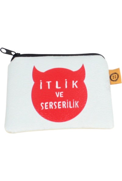 Afillix Concept Kt- Kırmızı Itlik ve Serserilik Tasarım Süet Bozuk Para Cüzdanı