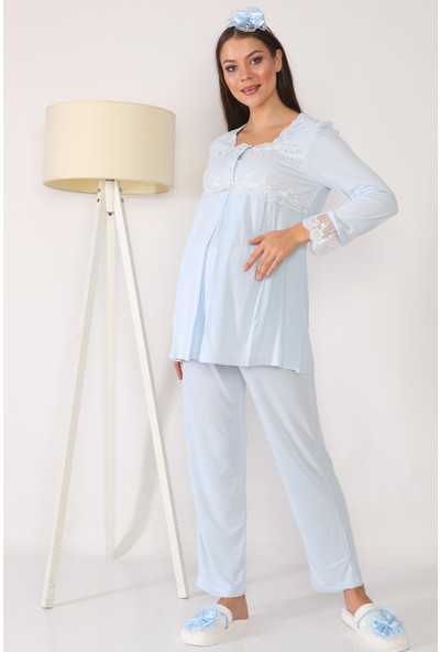 Lohusa Hamile 2603 Mavi Lohusa Pijama Lohusa Hamile 2603 Mavi Lohusa Pijama