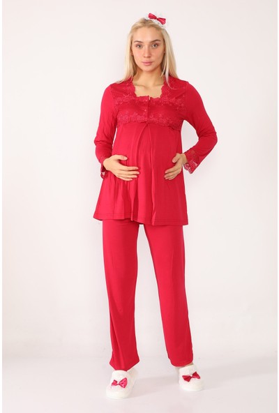 Lohusa Hamile 2603 Vişne Lohusa Pijama Lohusa Hamile 2603 Vişne Lohusa Pijama