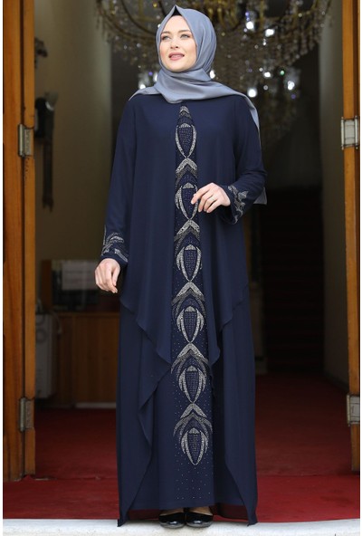 Amine Hüma Fulya Tesettür Abiye Lacivert