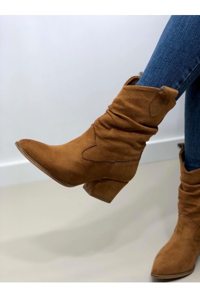 Lizel Resi Süet Taba Topuklu Kadın Bot