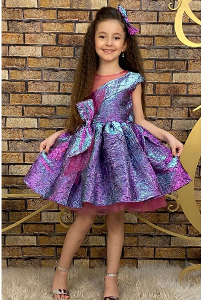 Riccotarz Kız Çocuk Mix Color Tül Detaylı Belden Bağlamalı Fuşya Abiye Riccotarz Kız Çocuk Mix Color Tül Detaylı Belden Bağlamalı Fuşya Abiye