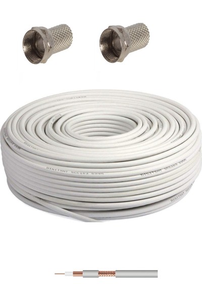 Bless Tv Uydu Anten Kablosu Rg6 U6 (Bakır) 4K F Konnektörlü - 40M - Beyaz