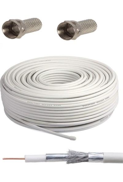 Bless Tv Uydu Anten Kablosu Rg6 U4 Full Hd 4K UHD Beyaz F Konnektörlü - 25M