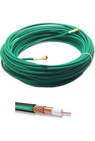 Bless Tv Uydu Anten Kablosu Rg6 U6 (Bakır) Full Hd 4K UHD F Konnektörlü - 15M - Yeşil Bless Tv Uydu Anten Kablosu Rg6 U6 (Bakır) Full Hd 4K UHD F Konnektörlü - 15M - Yeşil