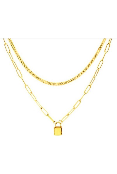 Welch ​​welch Gold Çelik Asma Kilit Kolye