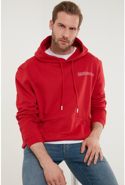 Buratti Baskılı Kapüşonlu Kanguru Cepli Slim Fit Sweat Erkek Sweat 568R706